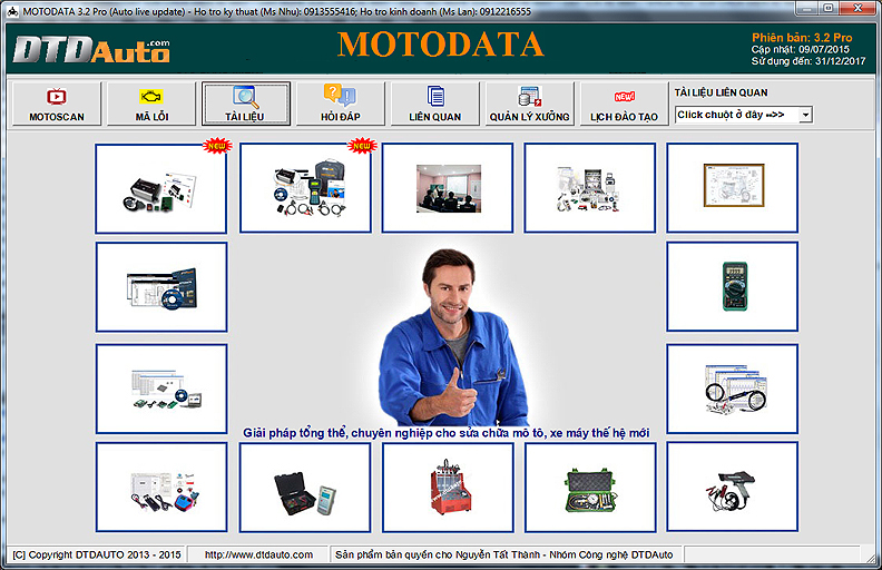 (Phần mềm MOTODATA-Giao diện chính)